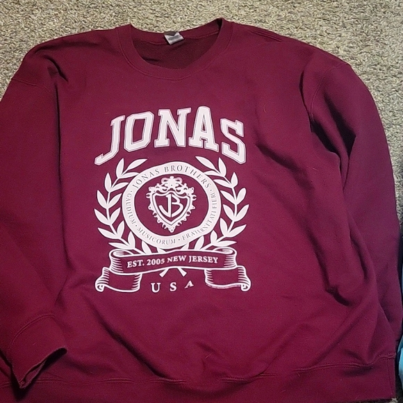 Sweaters | Jonas Brothers Xl Maroon Crew Neck | Poshmark